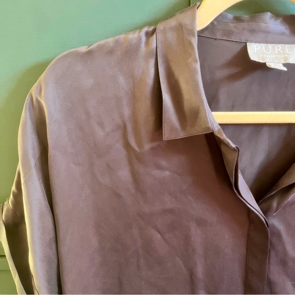 Pure Collection | Dresses | Pure Collection Silk Gray Shirt Dress ...